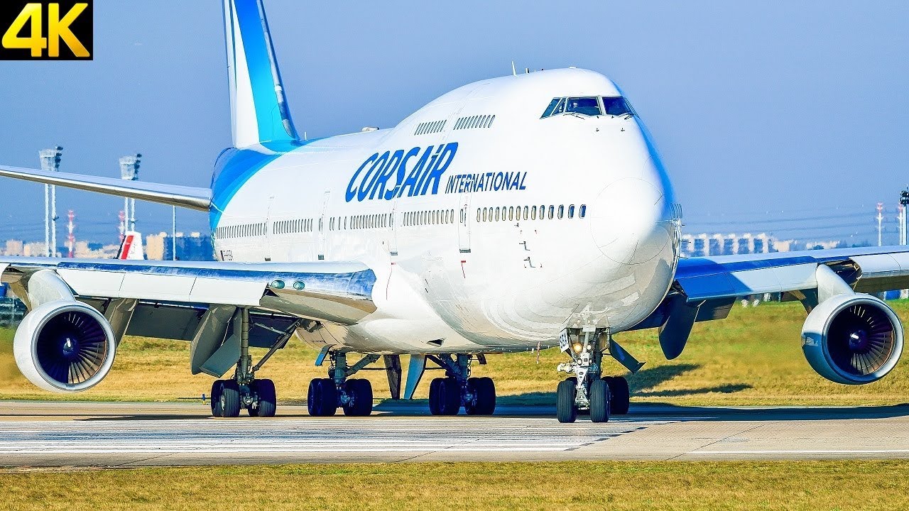[4K] Corsair 747-400 engines spool up in Paris Orly airport - YouTube