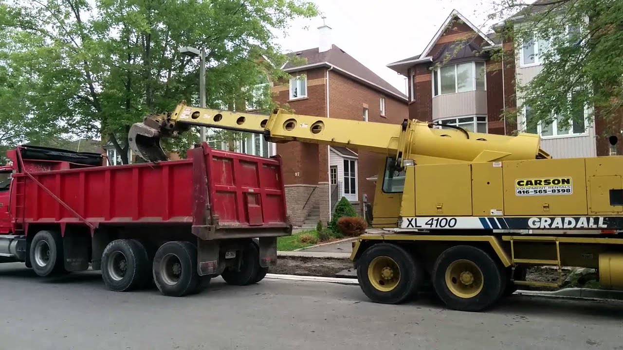 Gradall excavator in action - YouTube