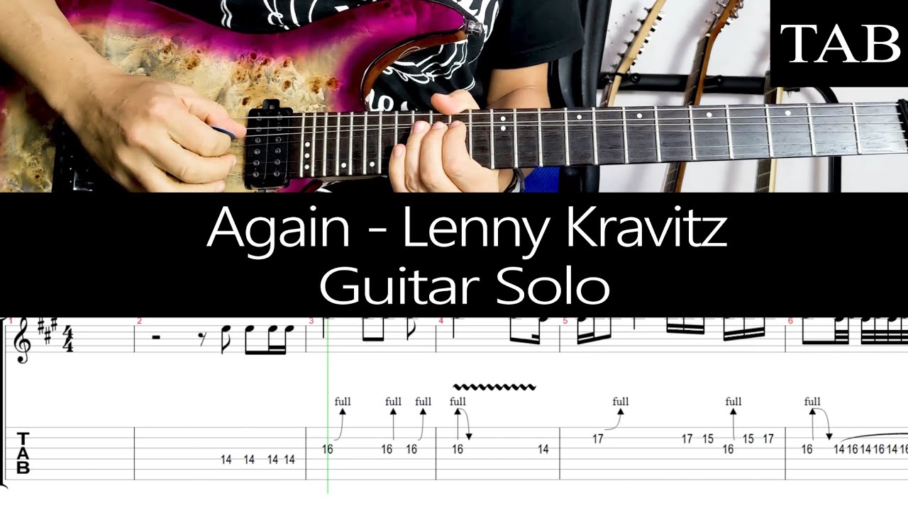 AGAIN - Lenny Kravitz - SOLO guitar cover + TAB - YouTube
