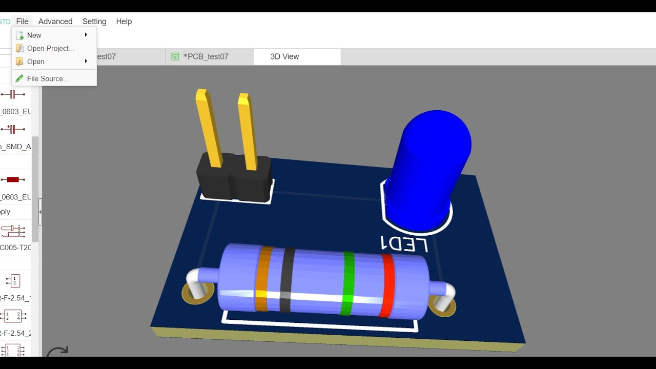 How to create a 3D CAD drawing of a circuit using EasyEDA - YouTube