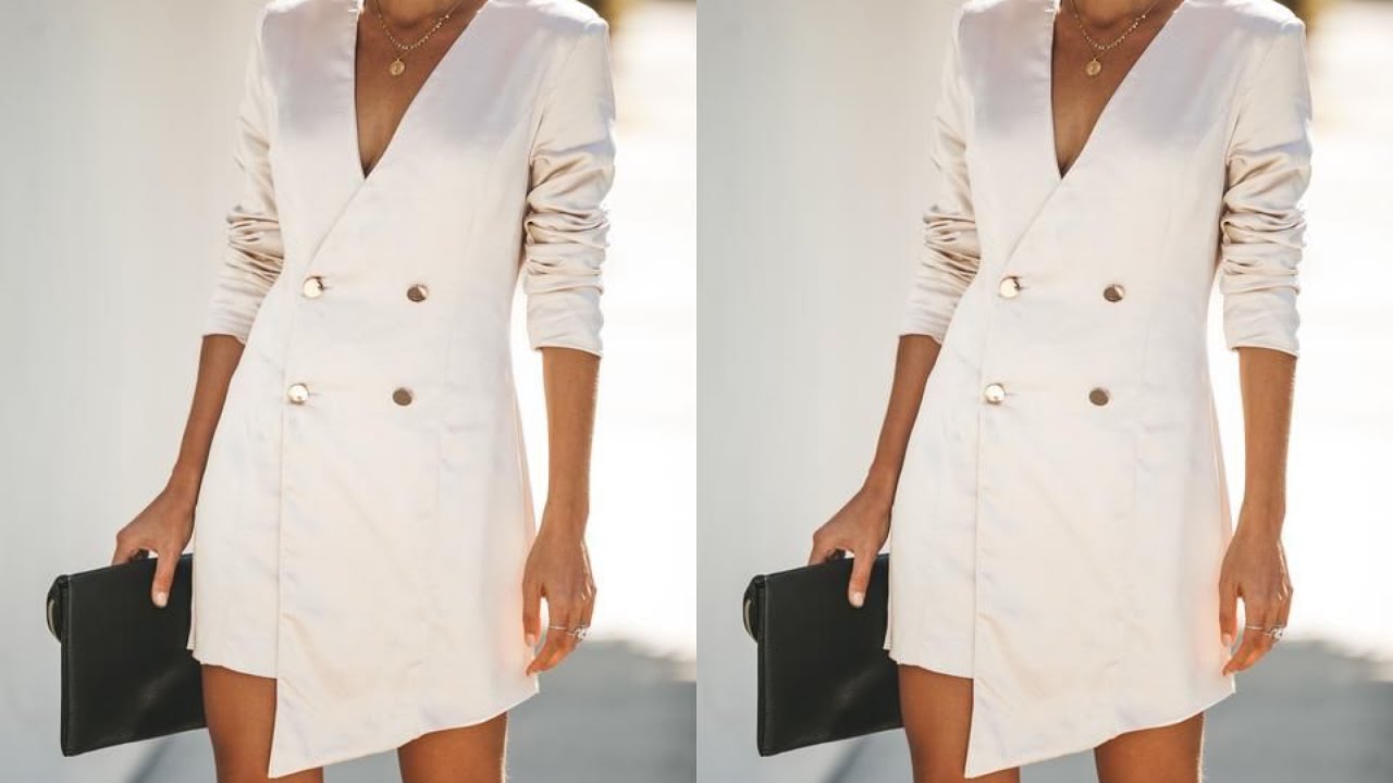 MAKING A JACKET DRESS WITH NO COLLAR | CUTTING & STITCHING - YouTube