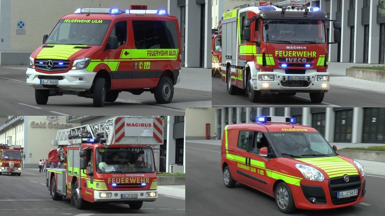[NAGELNEUER ELW] Löschzug + PKW Feuerwehr Ulm - YouTube