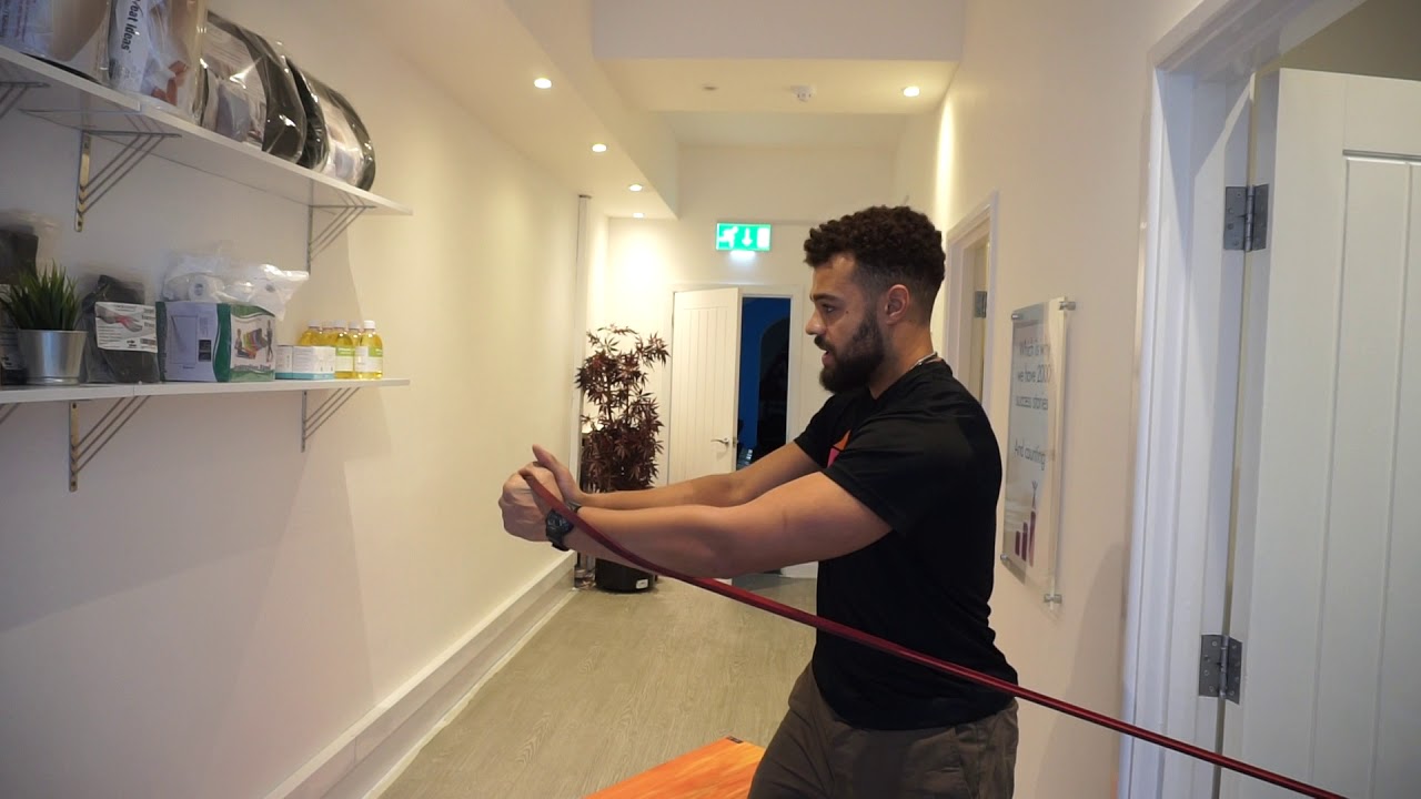 Core Rotational Exercise with Band (isometric and concentric) - YouTube