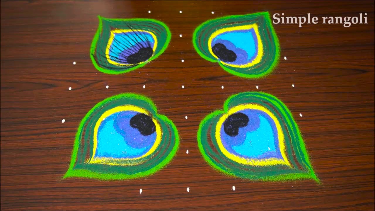 Mayil Iragu Kolam design with dots | Peacock feather rangoli design ...