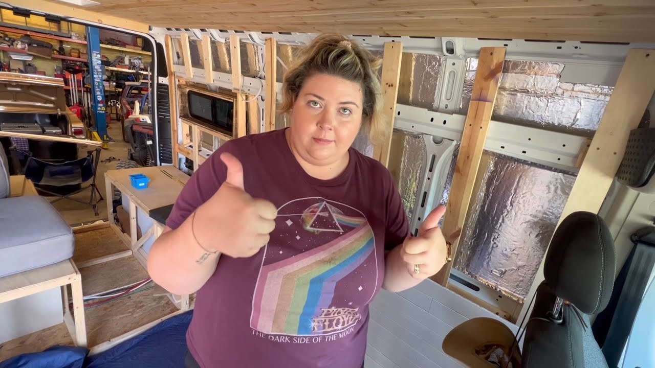 Installing walls… well one wall… in our van! - YouTube