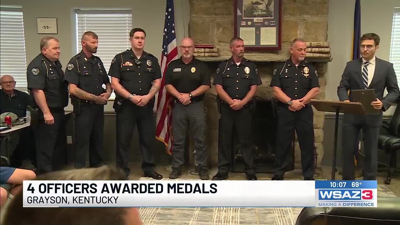 Four officers awarded medals in Grayson, Ky. - YouTube