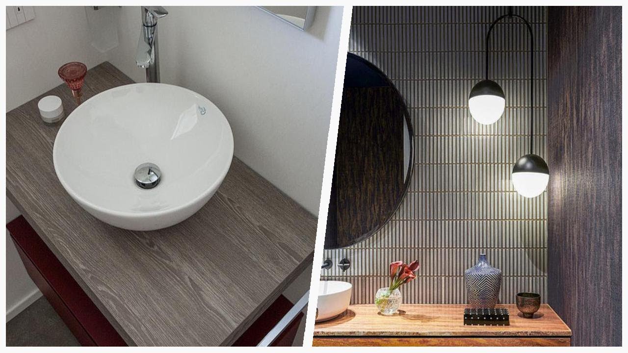 75 All Cabinet Styles Powder Room With Red Cabinets Design Ideas You'll ...