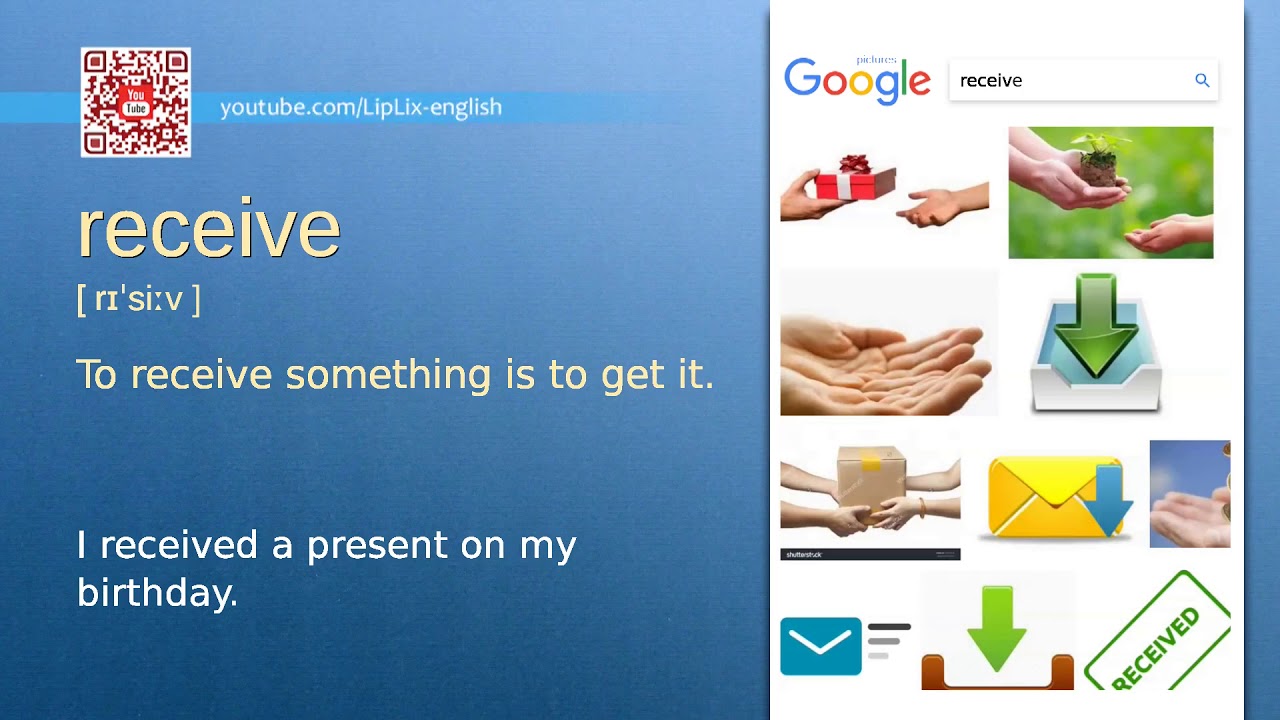 Receive : A2 level english vocabulary lesson, www.LipLix.com - YouTube