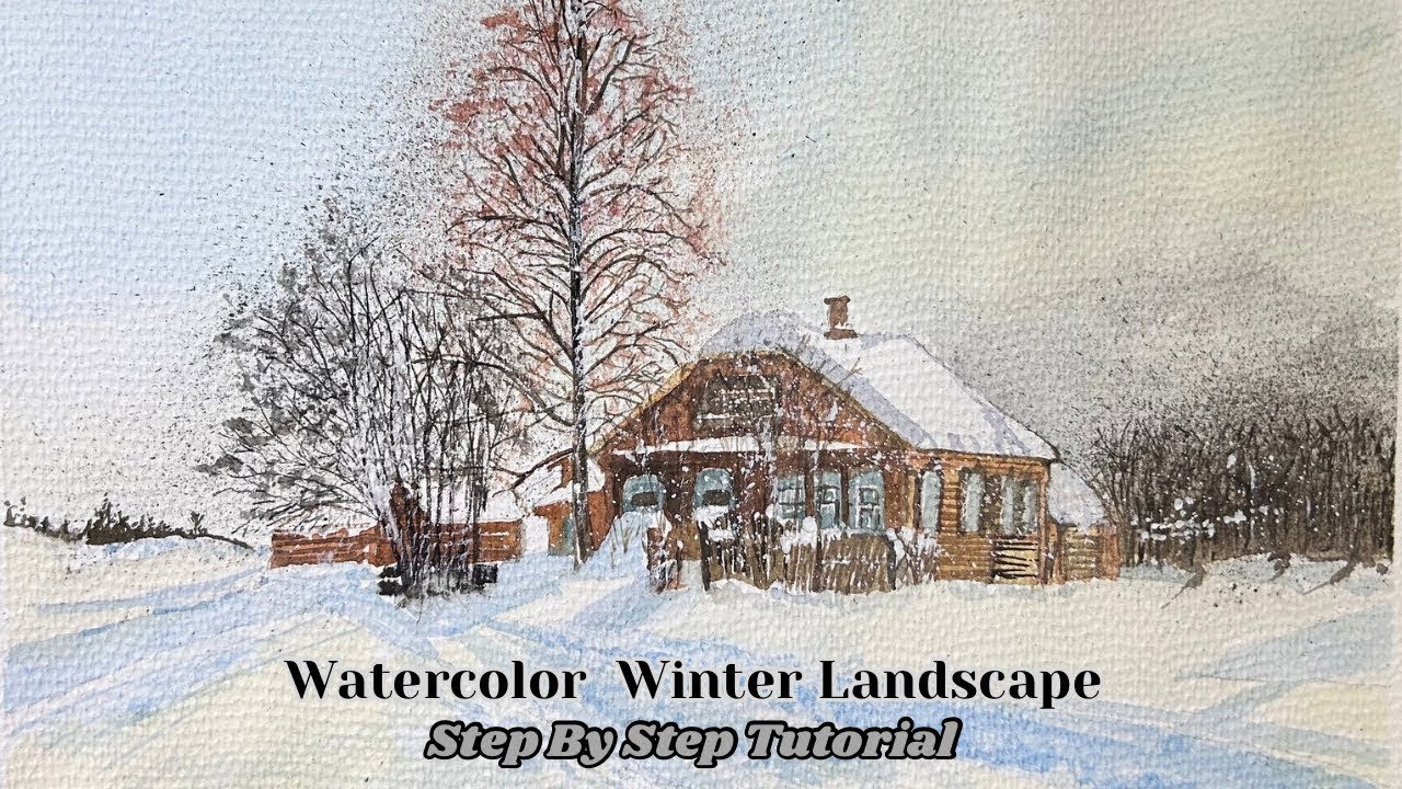 Watercolor Winter Landscape Painting Tutorial For Beginners|Step By ...