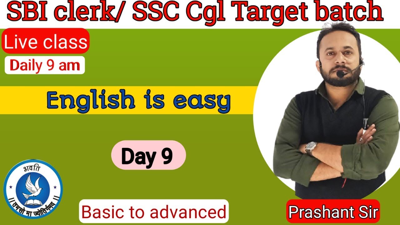 Target batch for SBI clerk and SSC Cgl / english / day 9 - YouTube