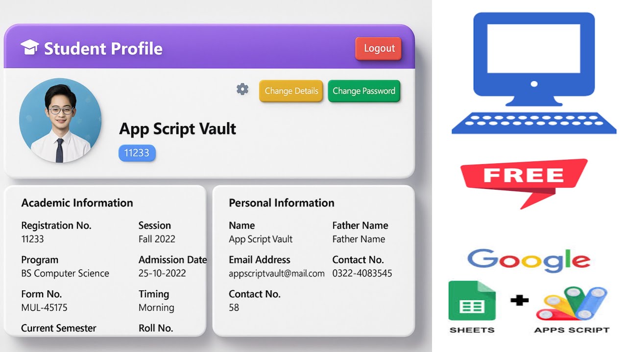 How Make Student Profile Page Result Page Management System Google ...