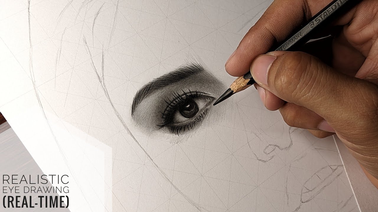 Realistic Eye Drawing (Real-time) | PaulArTv - YouTube