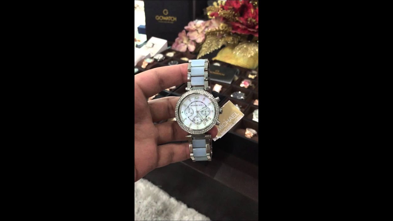 Michael Kors Ladies Parker Two Tone Chrono Blue Watch MK6138 - YouTube