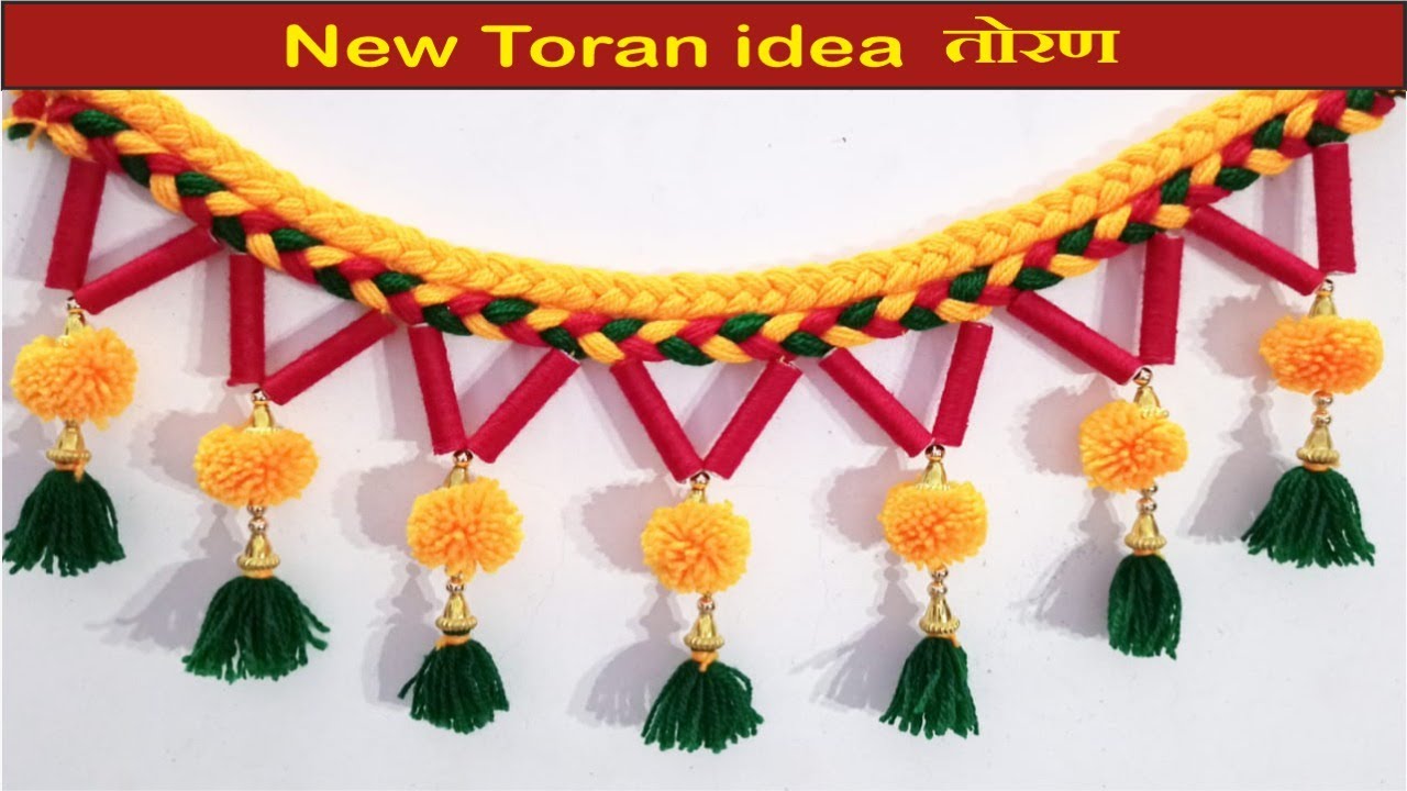 How to make Woolen Toran / New design Toran / Easy Woolen Door hanging ...