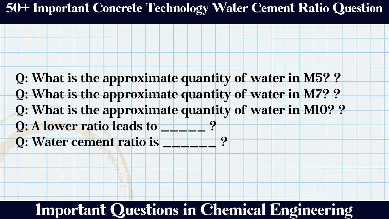 MCQ Questions Concrete Technology Water Cement Ratio with Answers - YouTube