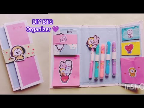 How to make BTS folder organizer 💜/ Diy folder organizer paper craft ...