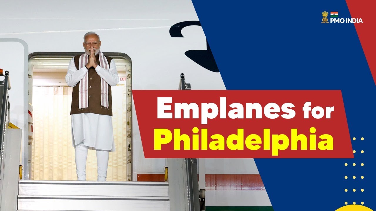 Prime Minister Narendra Modi emplanes for Philadelphia - YouTube