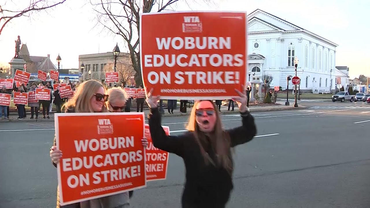 Teachers in Woburn vote to strike if new contract not reached - YouTube