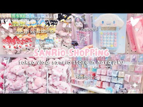 japan vlog 🛒🩷 sanrio shopping in tokyo, harajuku: sanrio cute cube, store tour ♡