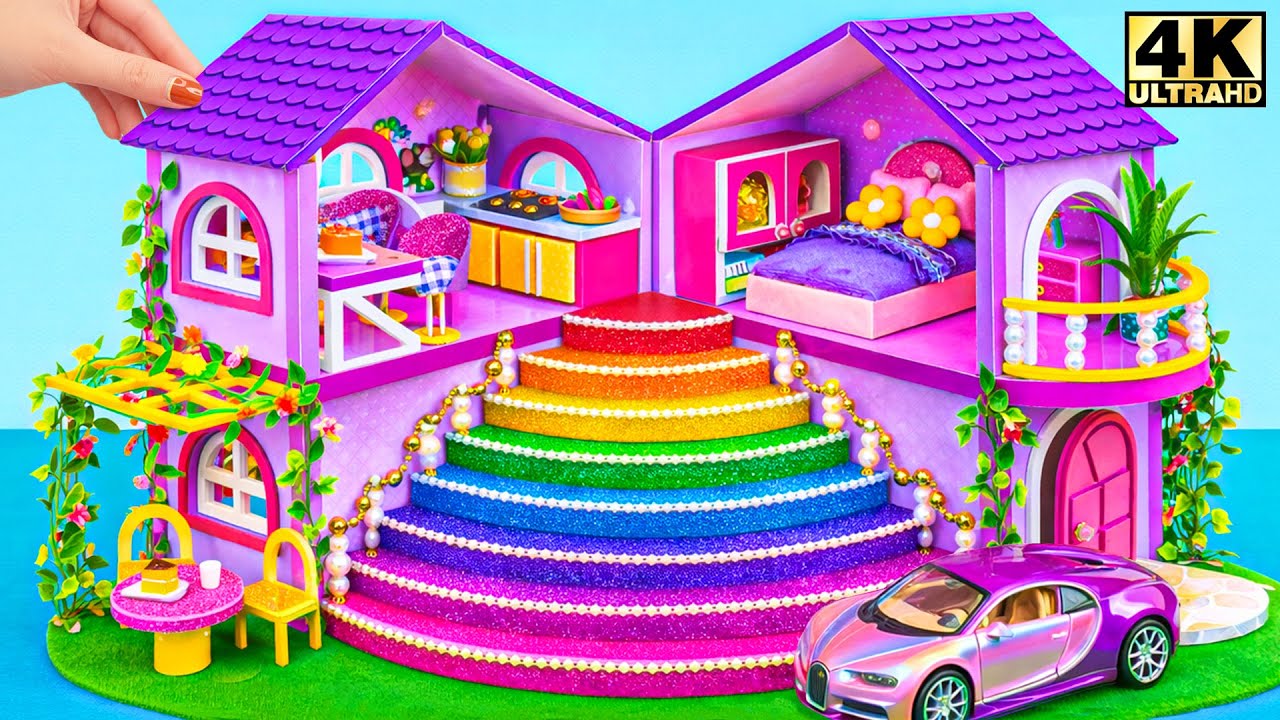 😍 Don’t Buy a Dollhouse – Make Your Own Purple Dollhouse from Cardboard ...