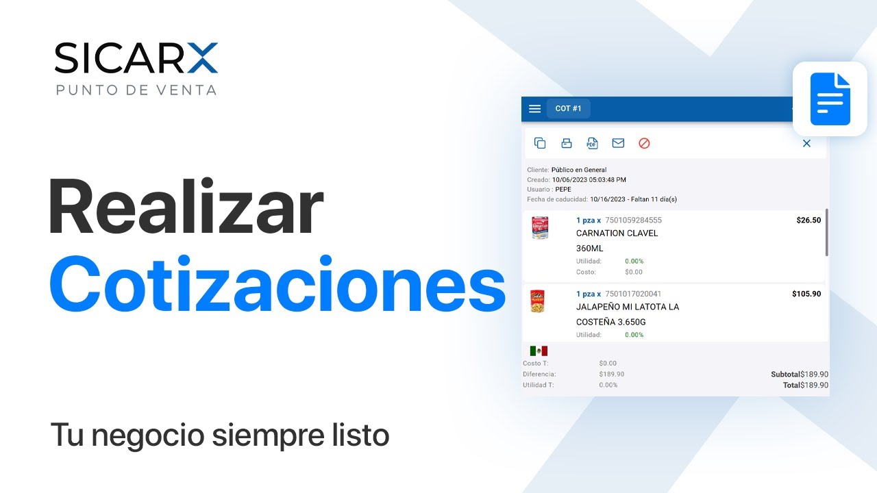 Realizar Cotizaciones en SICAR X - YouTube