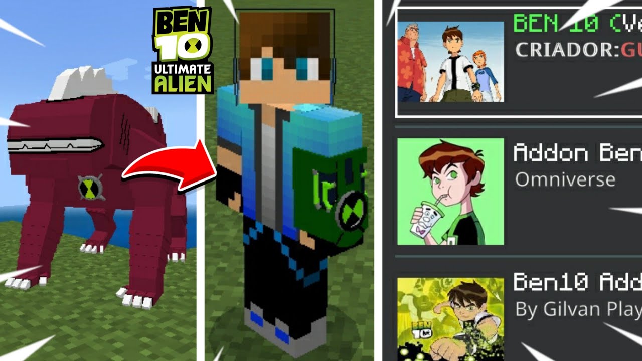 TOP 3 DOS *MELHORES* ADDON/MOD DO BEN 10 ULTIMATE ALIEN NO MINECRAFT PE ...