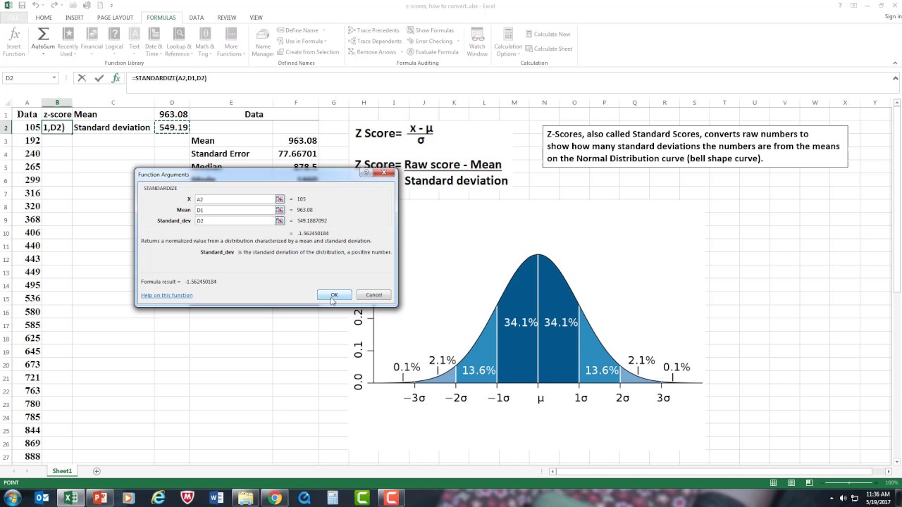 Z-Scores: Converting raw scores to z-scores - YouTube