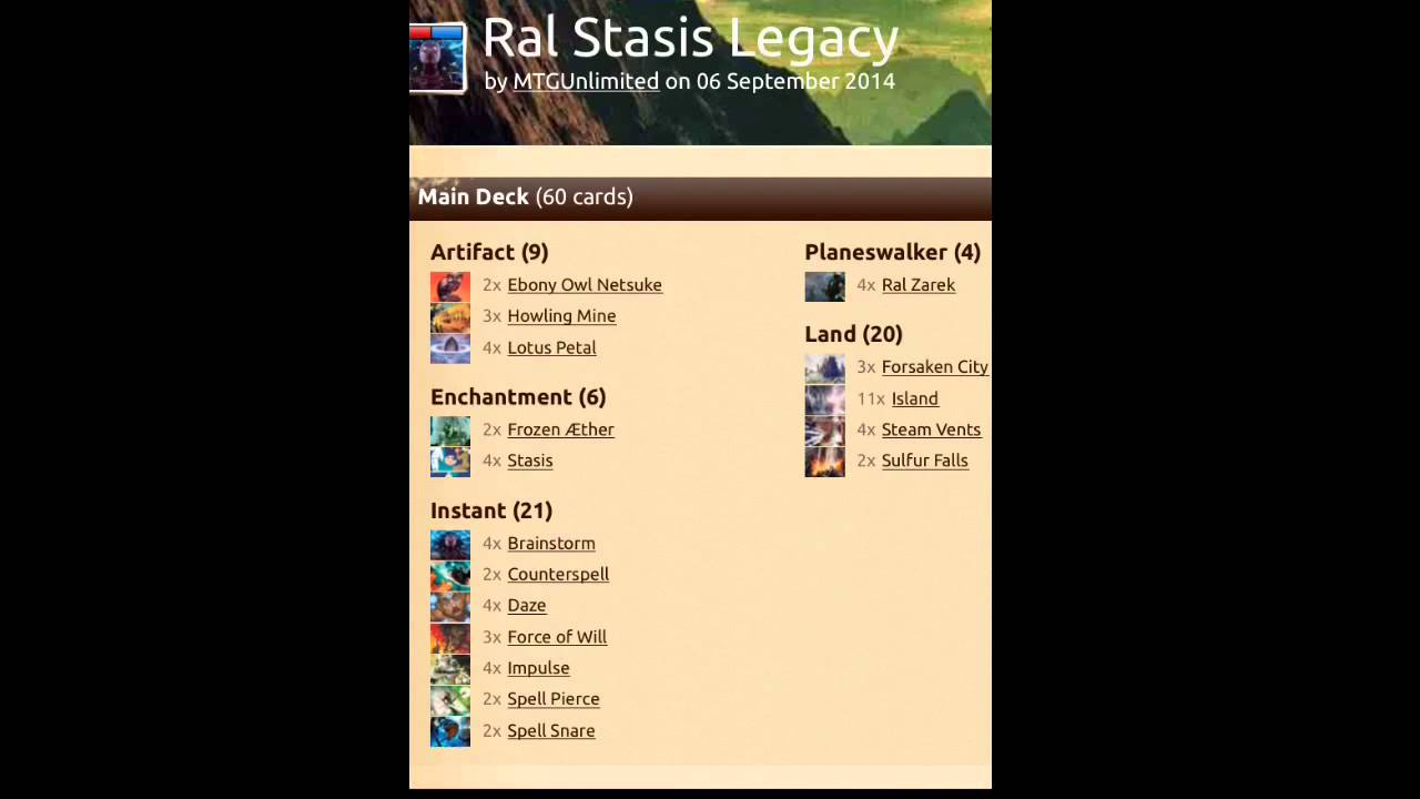 Ral Stasis Legacy Deck Tech - YouTube