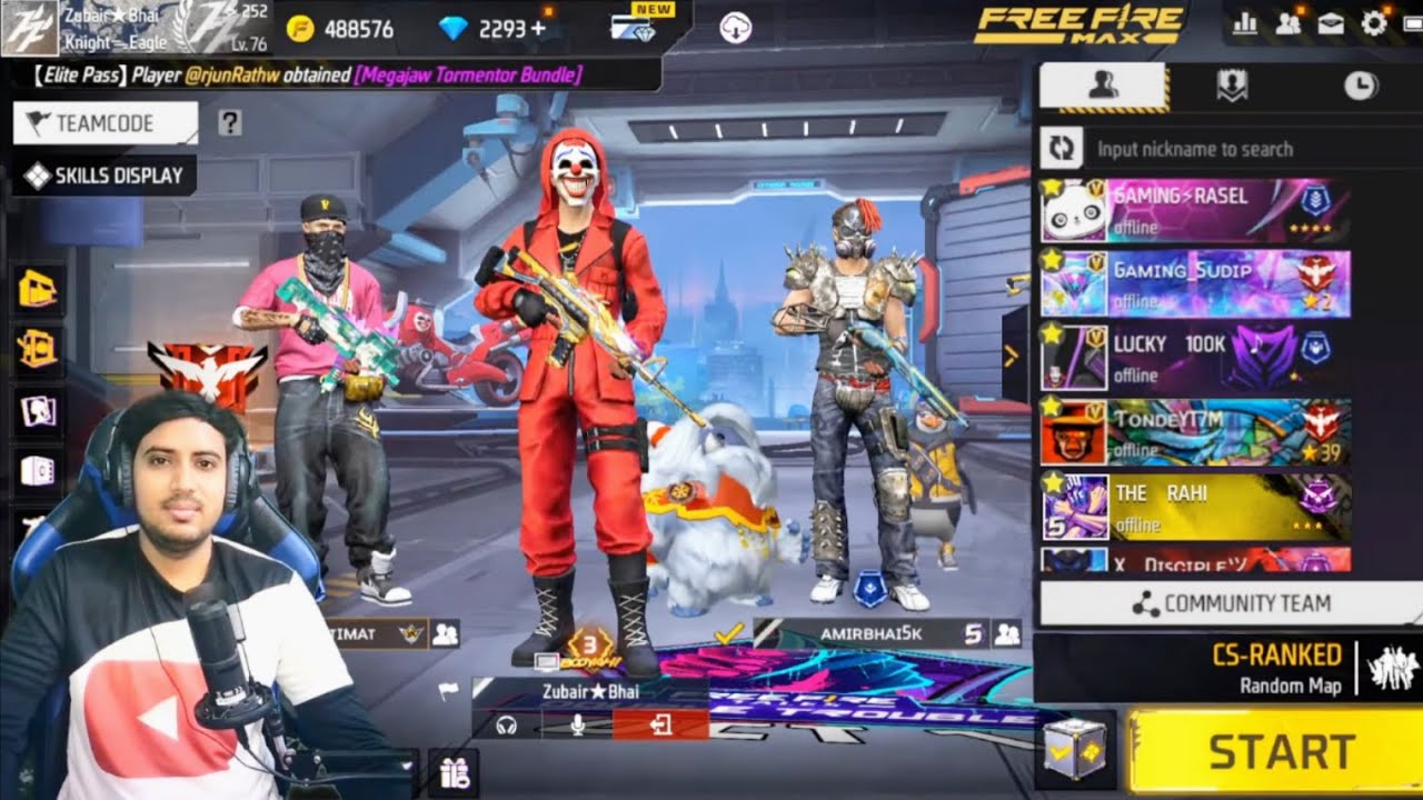 Free Fire MAX Live UID Check Profile Reaction | Live CS Ranked Push Top ...