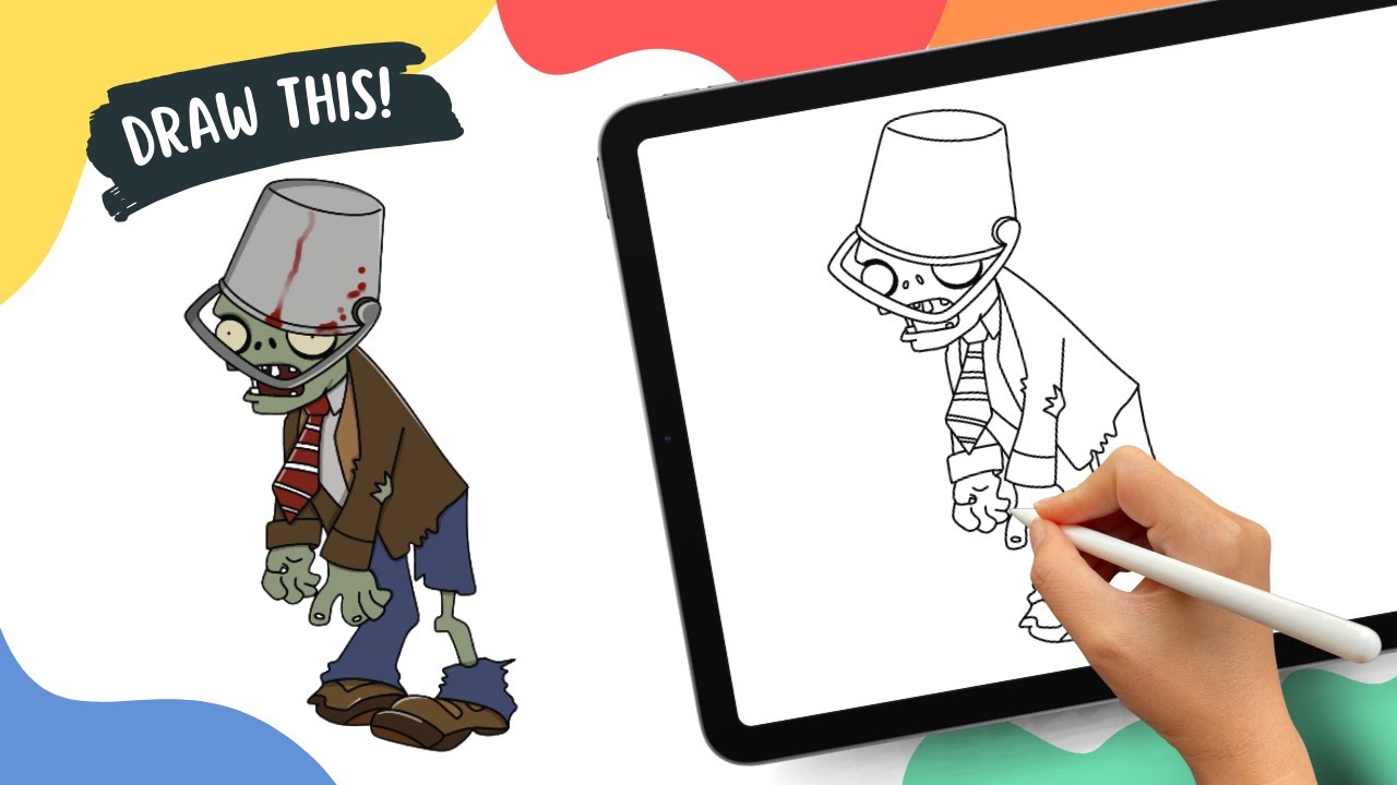Buckethead Zombie | Plants vs Zombies Cartoon Drawing - YouTube