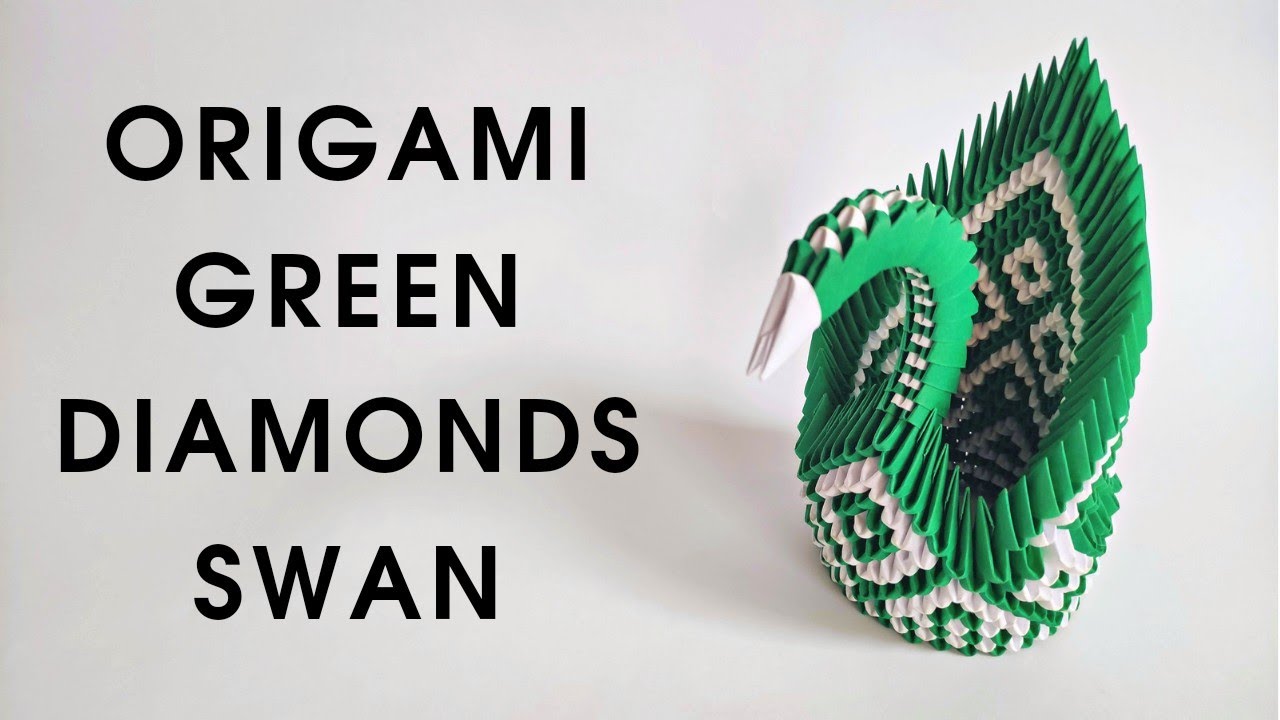 3D origami GREEN DIAMONDS SWAN | How to make a modular swan - YouTube