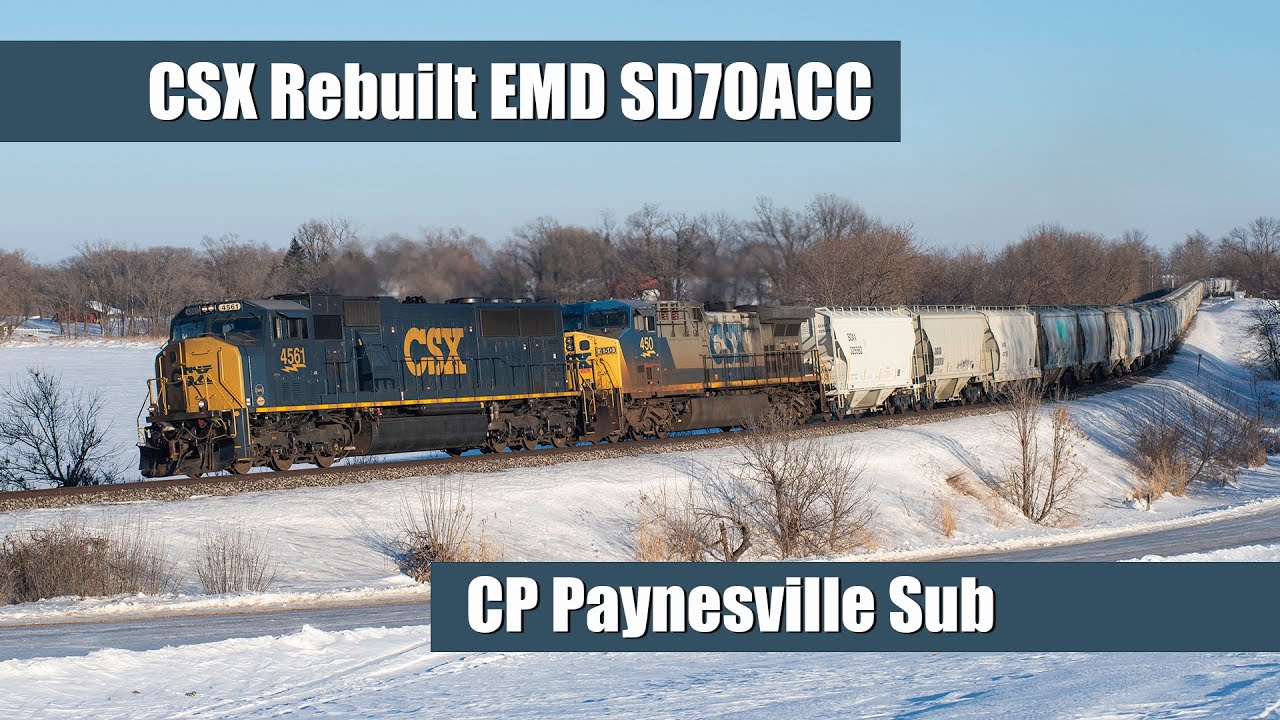 CSX Rebuilt EMD SD70ACC on the CP Paynesville Sub - YouTube