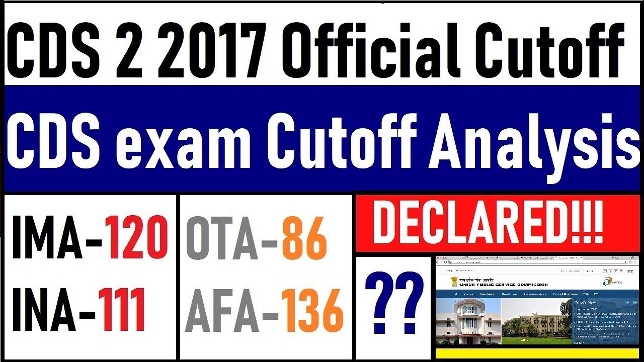 CDS exam Cutoff Analysis | CDS 2 2017 Official Cutoff | IMA,INA,OTA,AFA ...