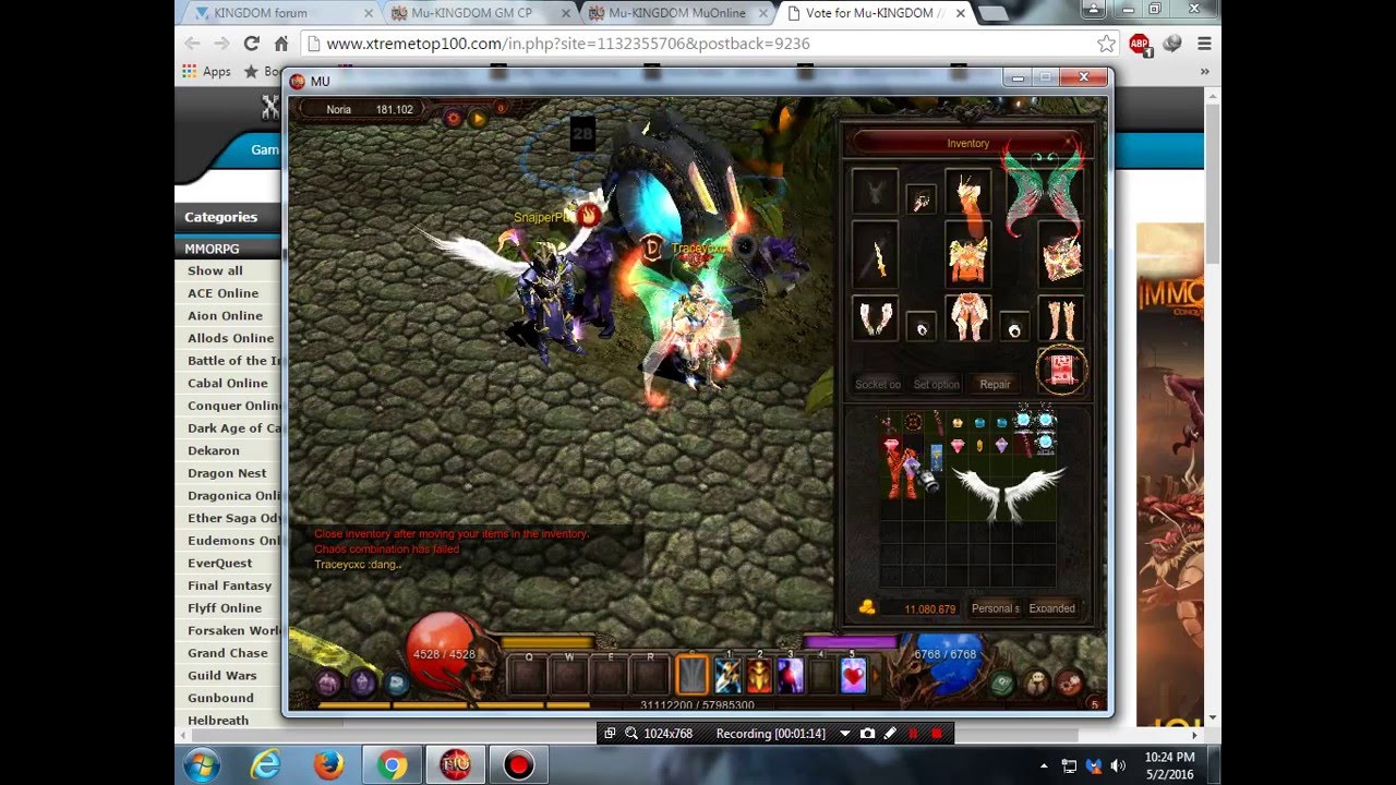 How to create 2nd Wings in MU Online - YouTube