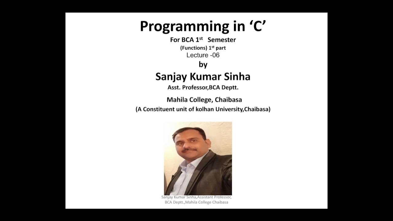 Programming in C(Functions) 1st Part, BCA 1st sem, 06 Lecture - YouTube