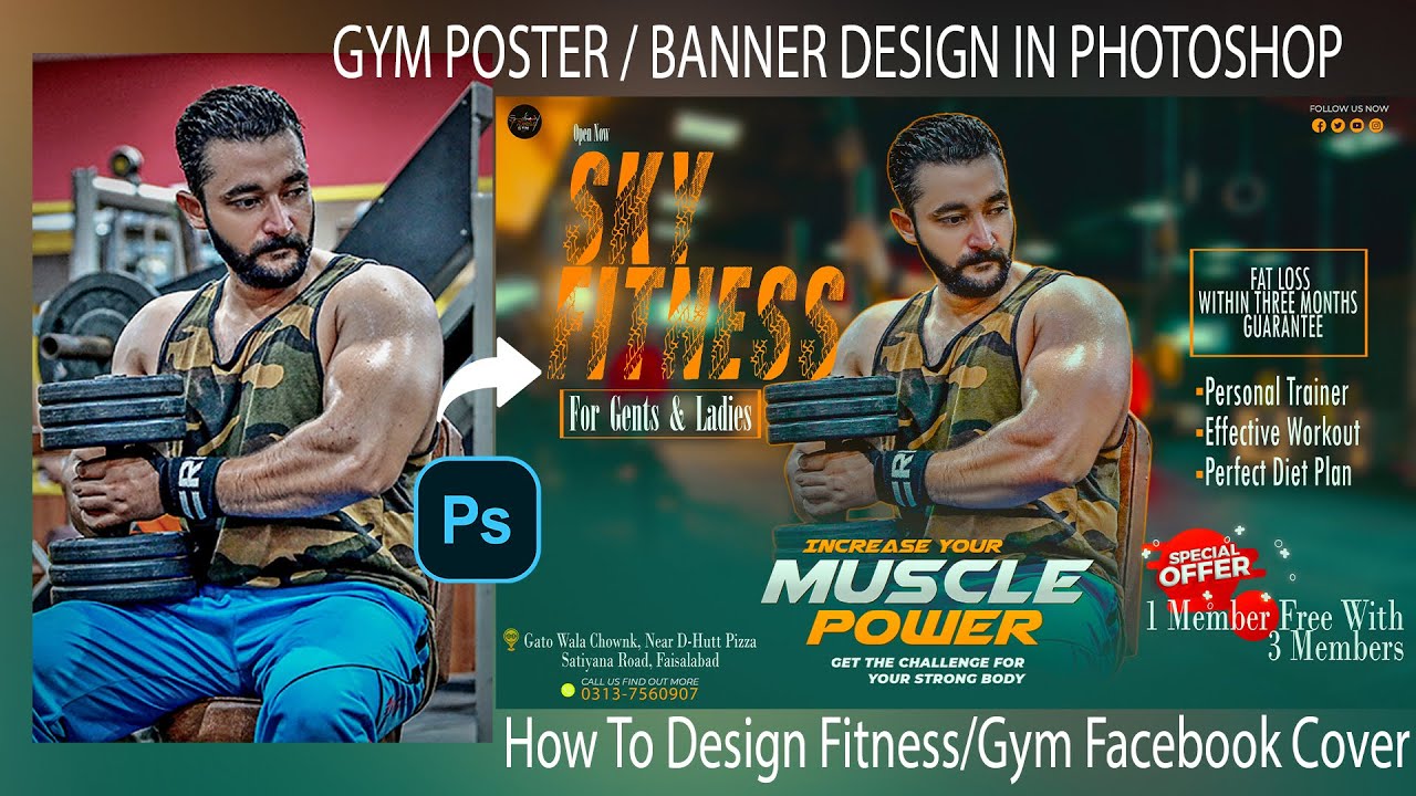 how to design gym poster in photoshop | fitness banner design in adobe ...