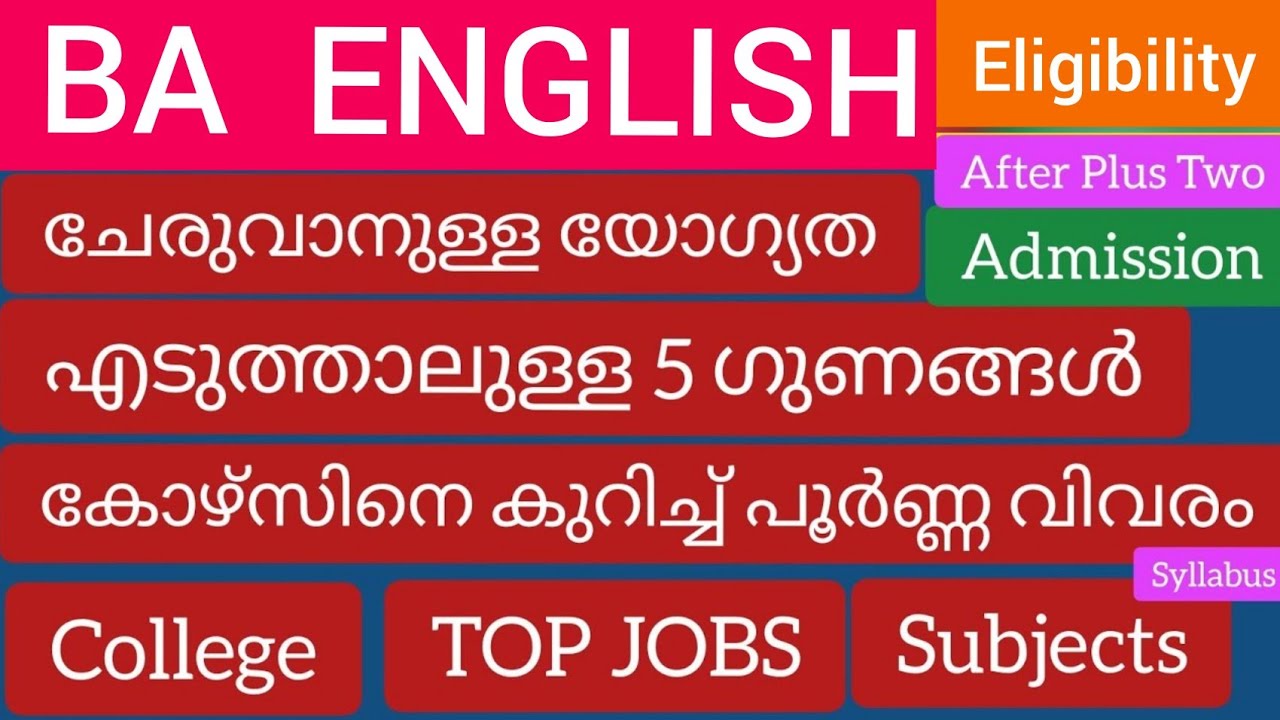 BA English CAREER IN MALAYALAM| BA English |കോഴ്സിനെ കുറിച്ചുള്ള വിവരം ...