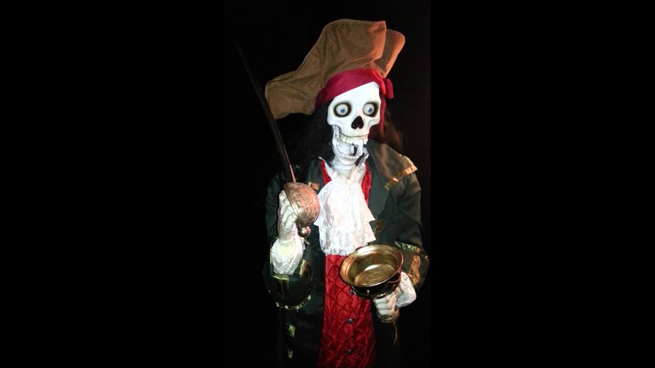Gemmy Lifesize Animated Dead Eye Drake Skeleton Pirate - YouTube
