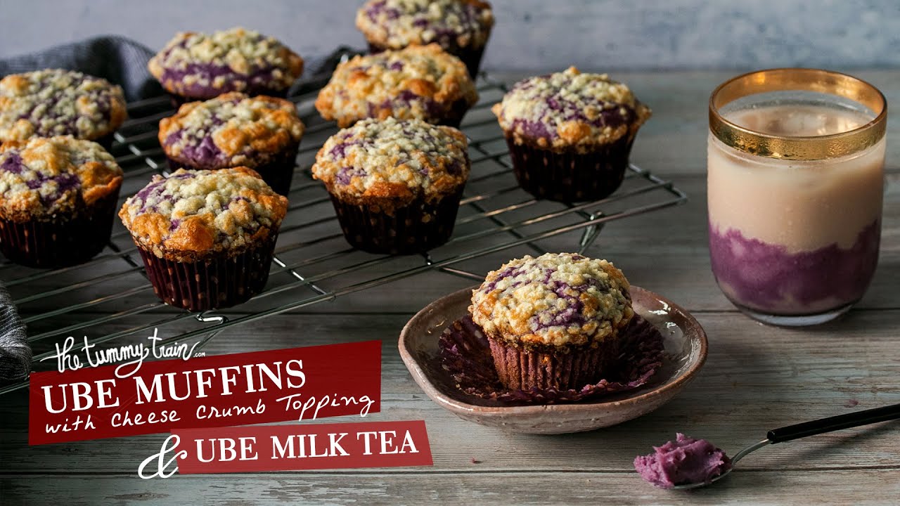 Ube Muffins with Cheese Crumble Topping & Ube Milk Tea | The Tummy ...
