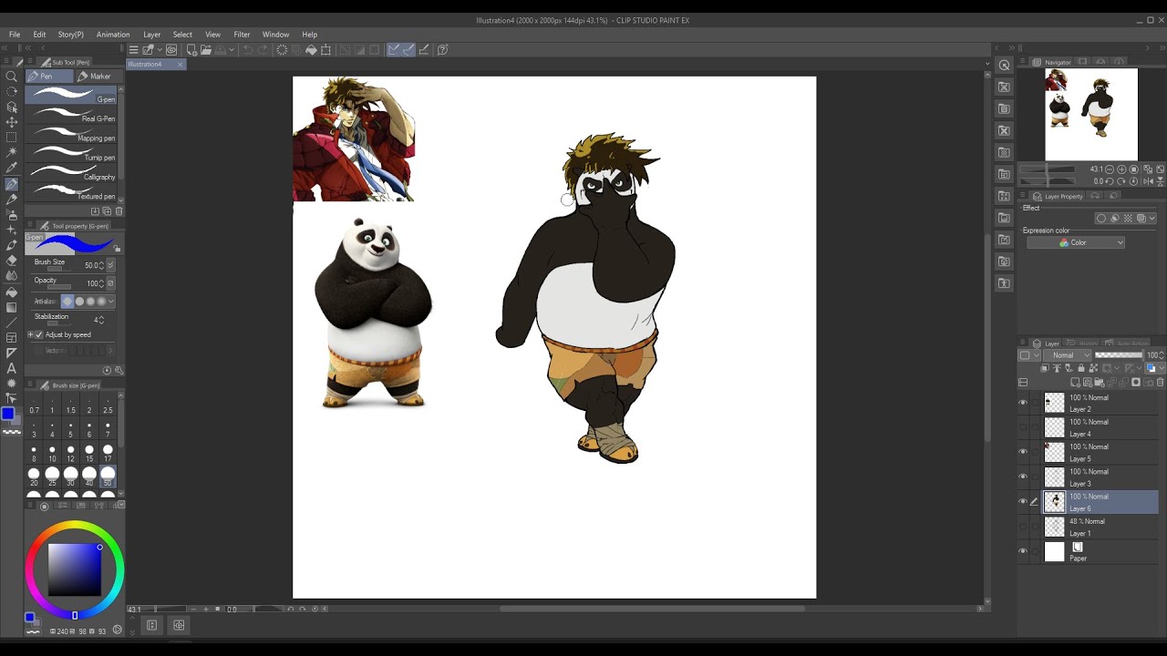 drawing kung fu panda as a jojo character part 2 - YouTube
