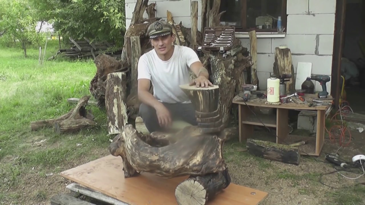 Mini bar made of oak root. - YouTube