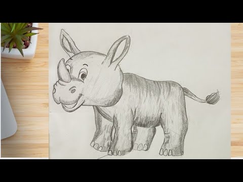 How To Draw Rhino Step By Step // Simple Rhino Drawing // Rhinocerous ...