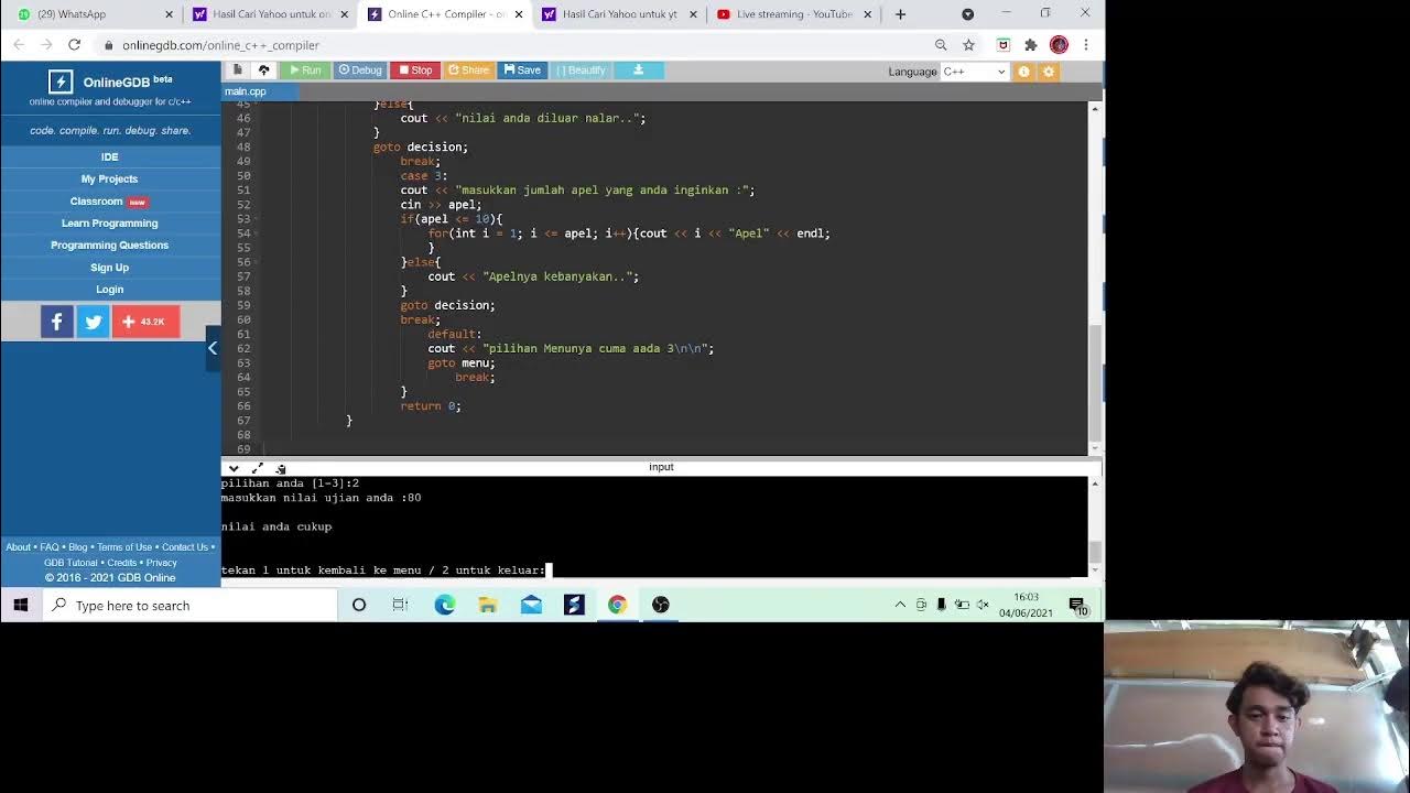 UTS Codingan c++ Live Stream harun al rasyid (12119756) - YouTube