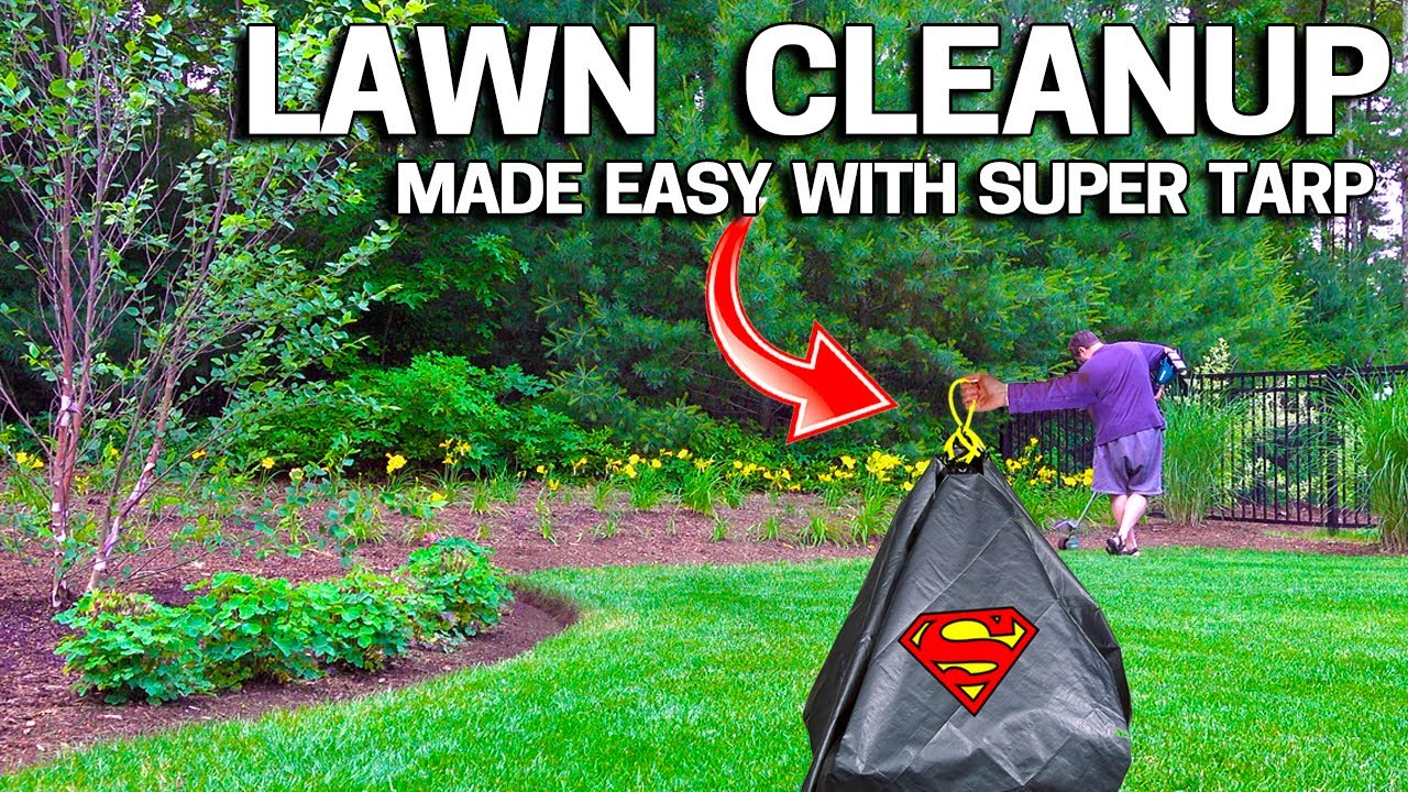 LAWN Cleanup Easier with a Tarp? - YouTube