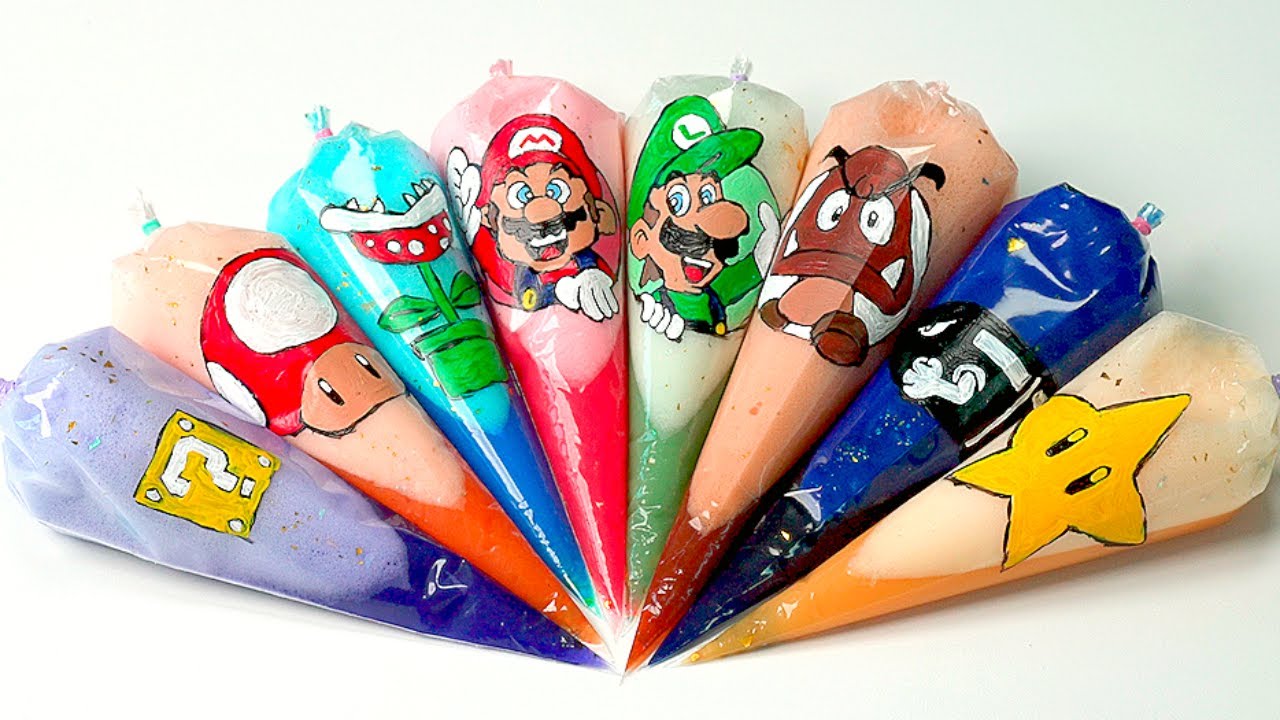 DIY Super Mario Slime with Piping Bags! Most Satisfying Slime Video ...