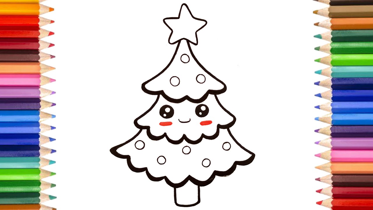 How to Draw Cute Christmas Tree Easy || Merry Christmas drawing for ...