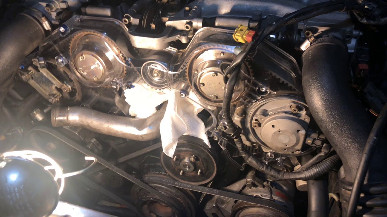 300zx coolant leak timing cover fix pt1 - YouTube