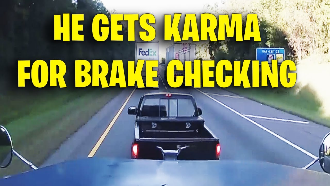 HE GETS KARMA FOR BRAKE CHECKING - YouTube