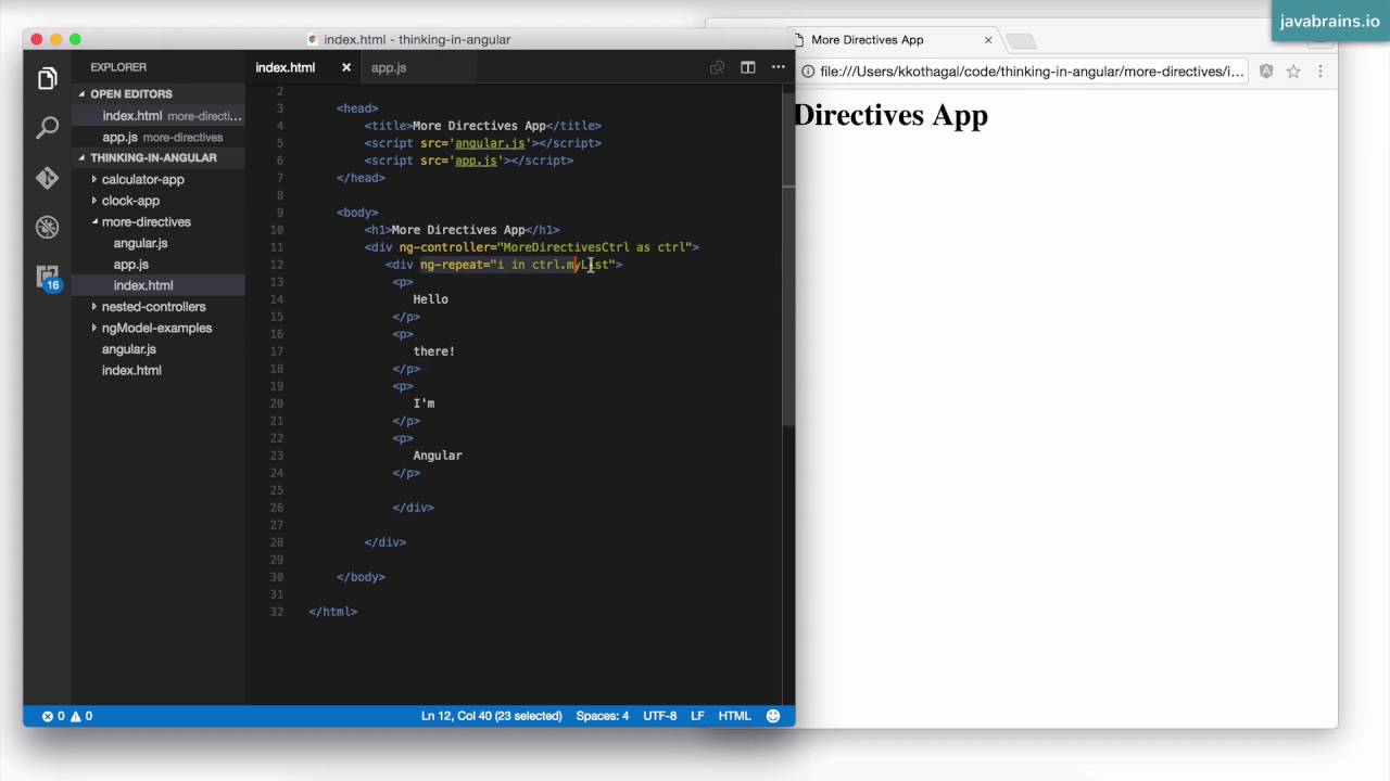 Thinking In Angular1 30 Looping With Ngrepeat Youtube