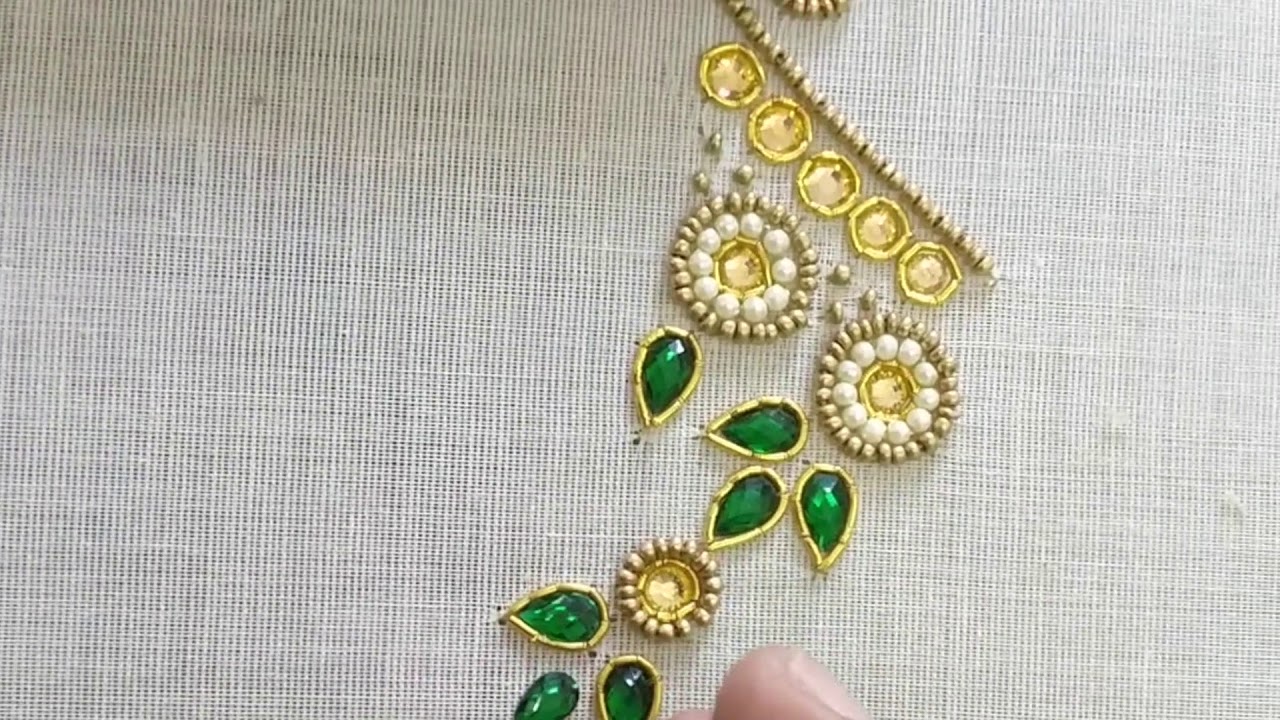 Kundan work on saree - full process - YouTube